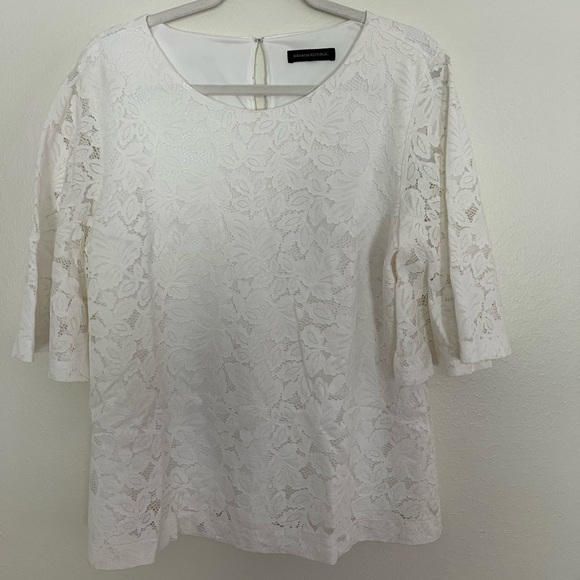 Banana Republic | Tops | Banana Republic White Lace Like Top | Poshmark